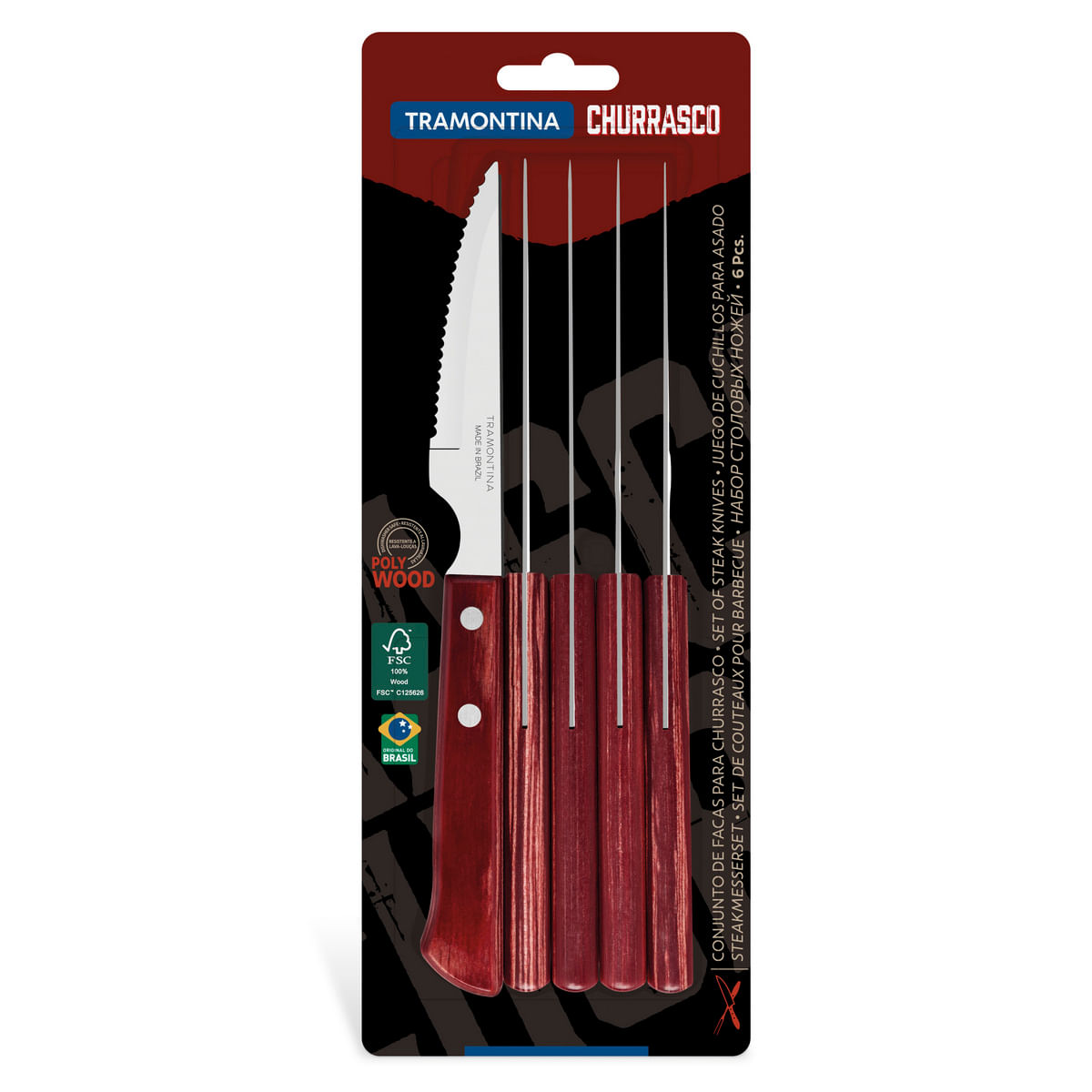 Conjunto de cuchillos para asado Tramontina con Láminas de Acero ...