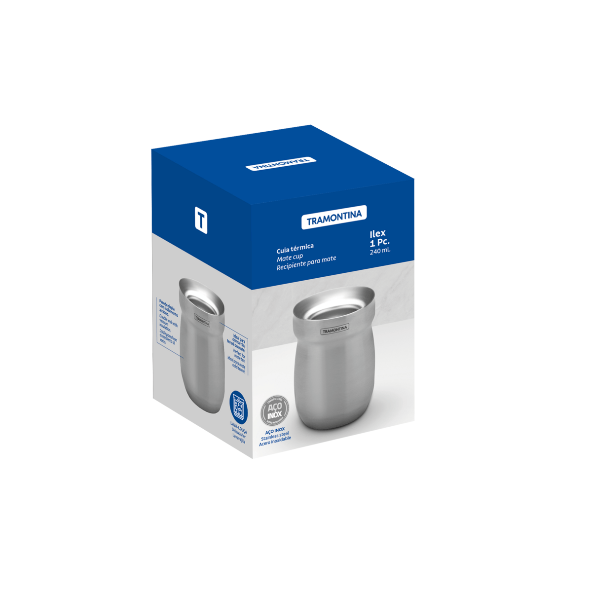 Recipiente para Mate Tramontina en Acero Inoxidable 240 ml
